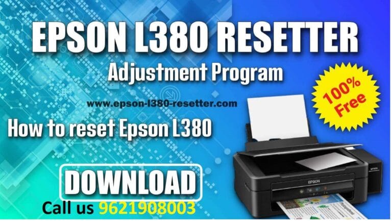 Epson L380 resetter Adjustment Program free download zip file